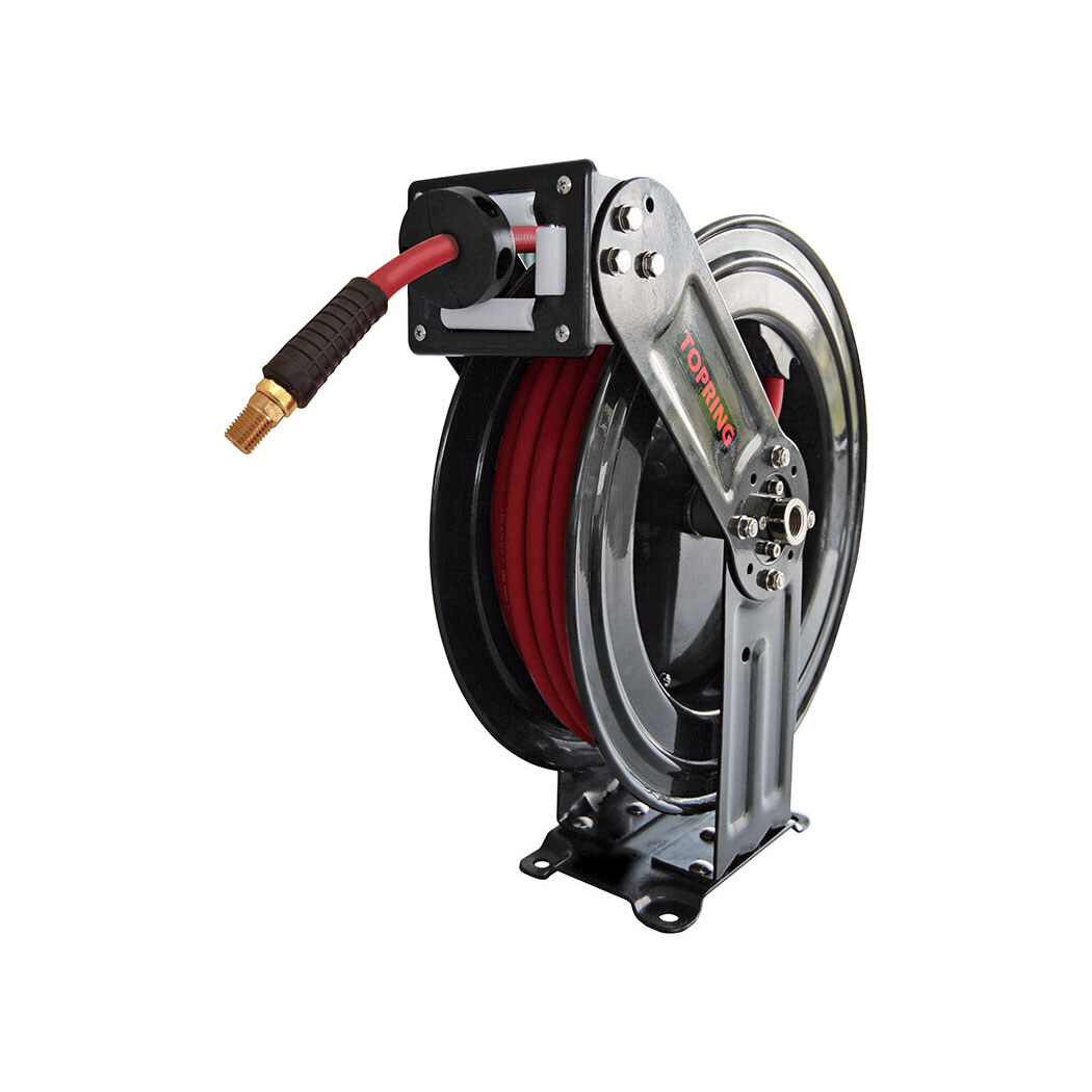 Topring | Experts in Compressed Air Systems | L Hose Reel With 3/8 I.D. 50 ft. Rubber Hose